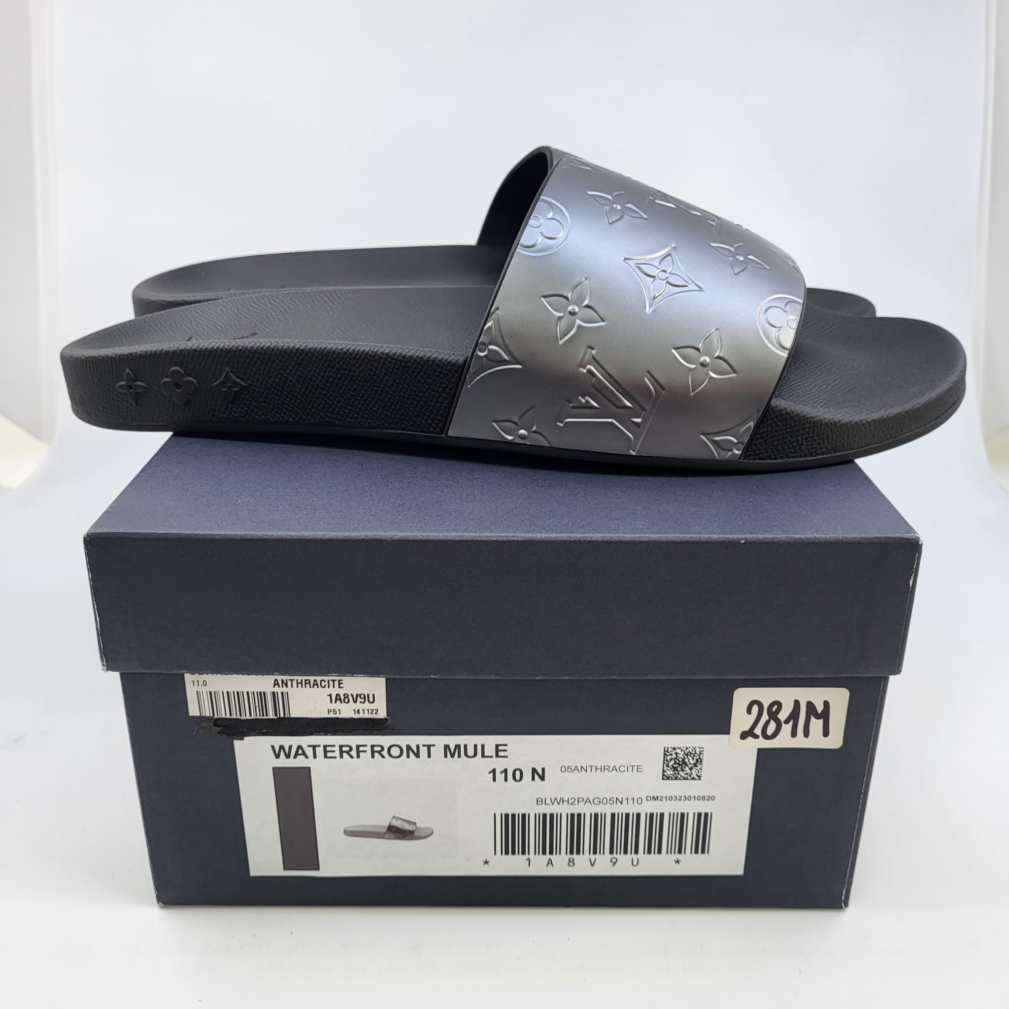 Louis Vuitton Men's Anthracite Monogram Empreinte Waterfront Mule ...