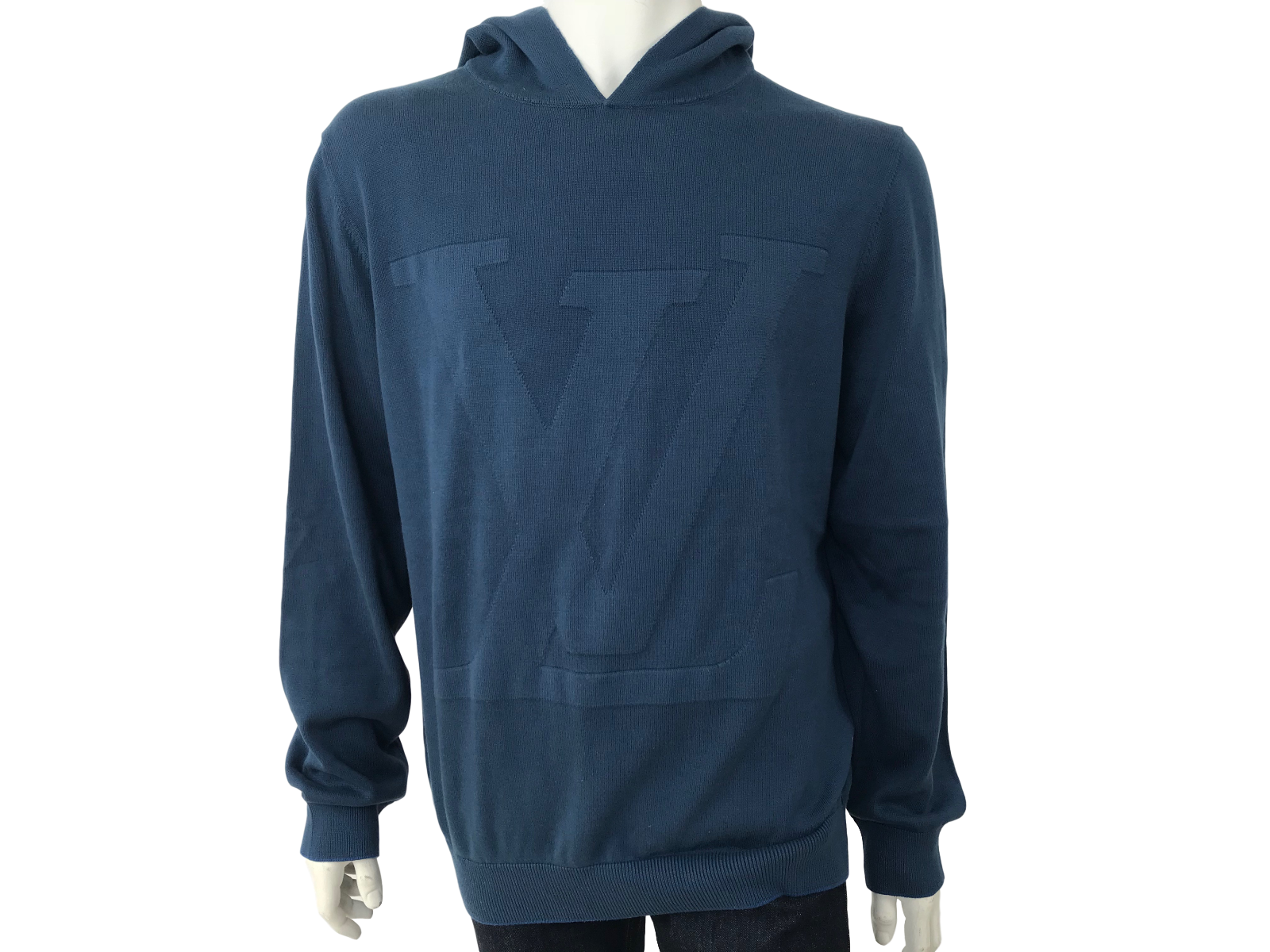 Louis Vuitton Men's Blue Cotton LV Logo Hooded Sweater – Luxuria & Co.