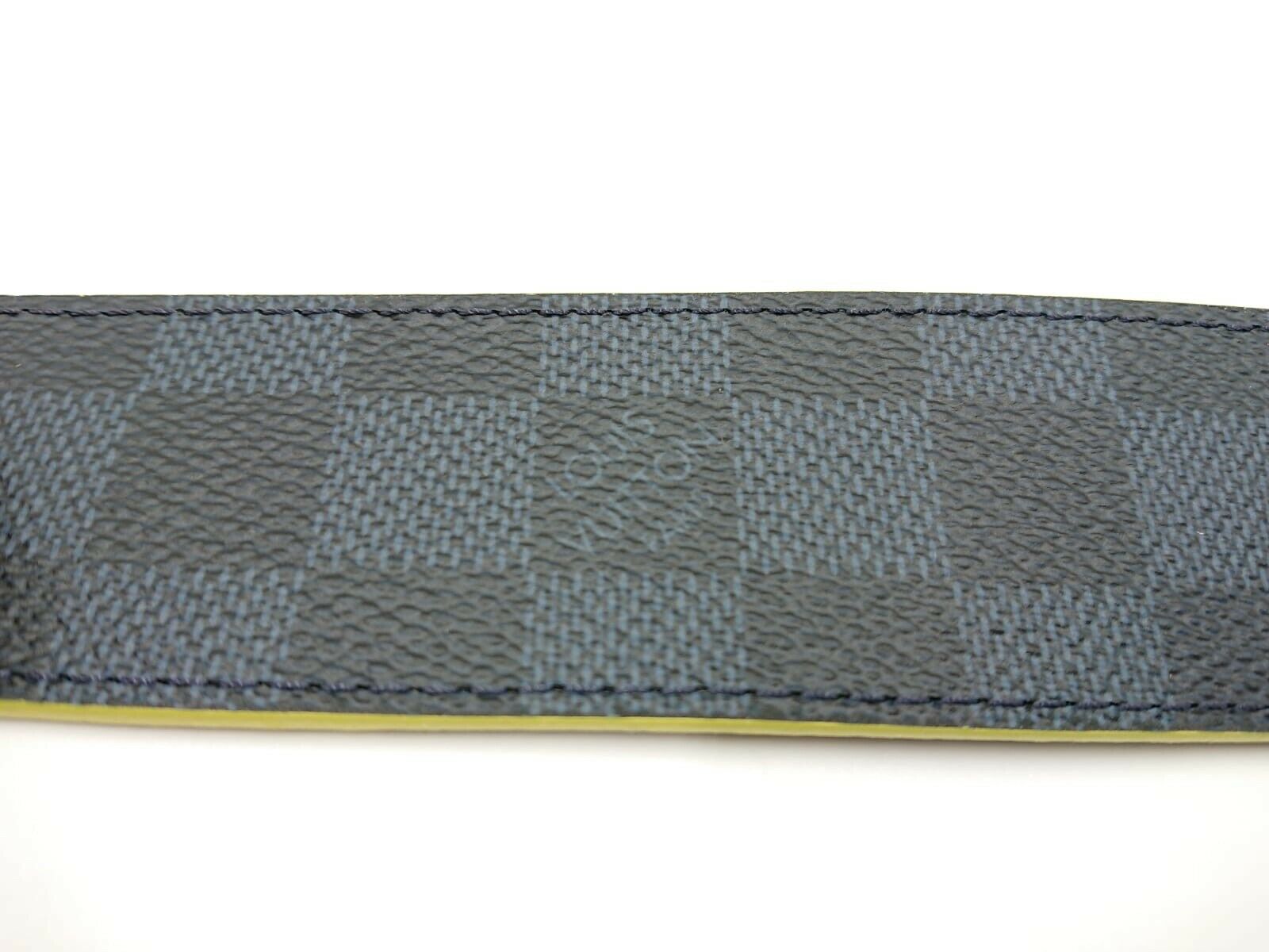Louis Vuitton Men's Navy Leather Canvas Reversible Damier Print Belt ...
