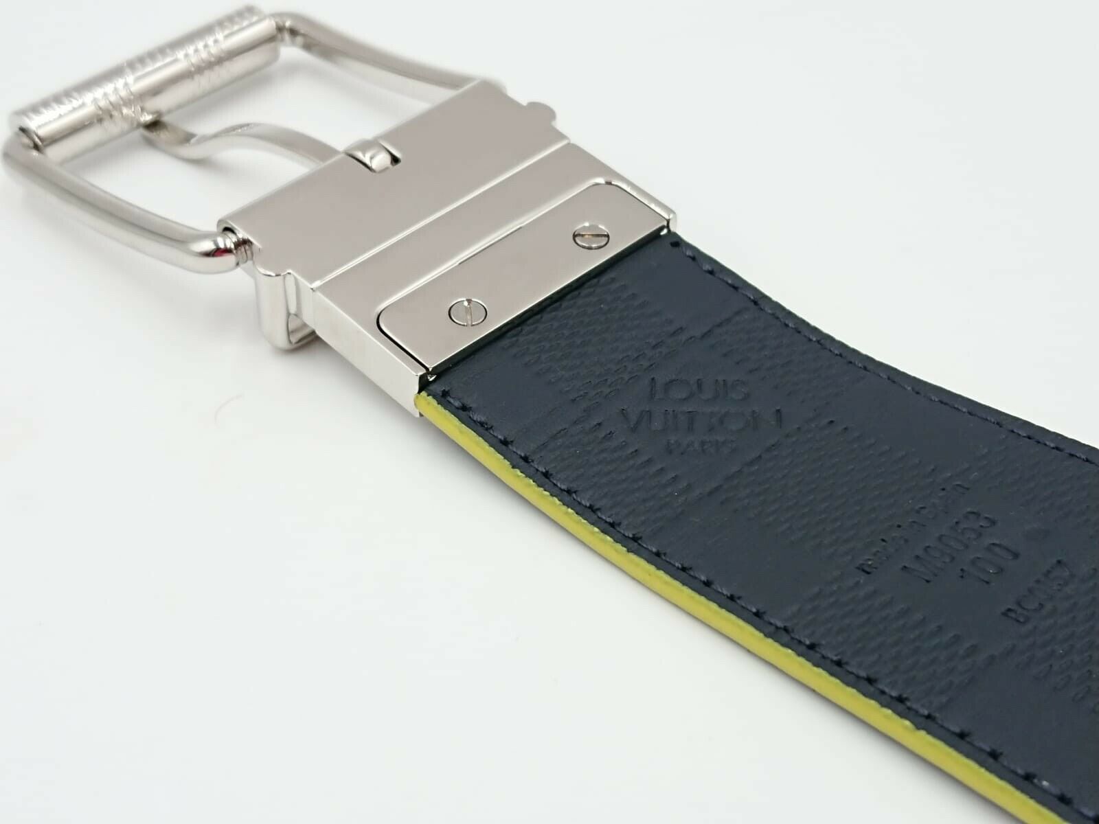 Louis Vuitton Men's Navy Leather Canvas Reversible Damier Print Belt ...