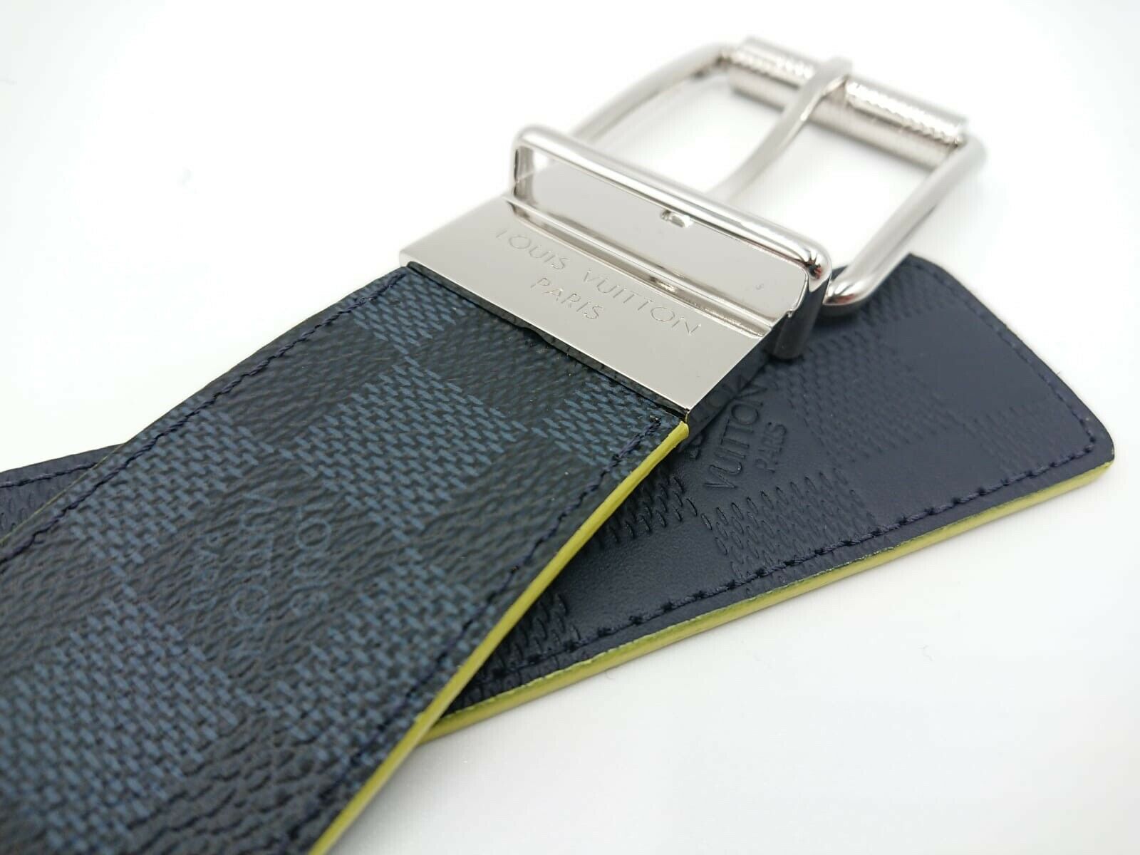 Louis Vuitton Men's Navy Leather Canvas Reversible Damier Print Belt ...