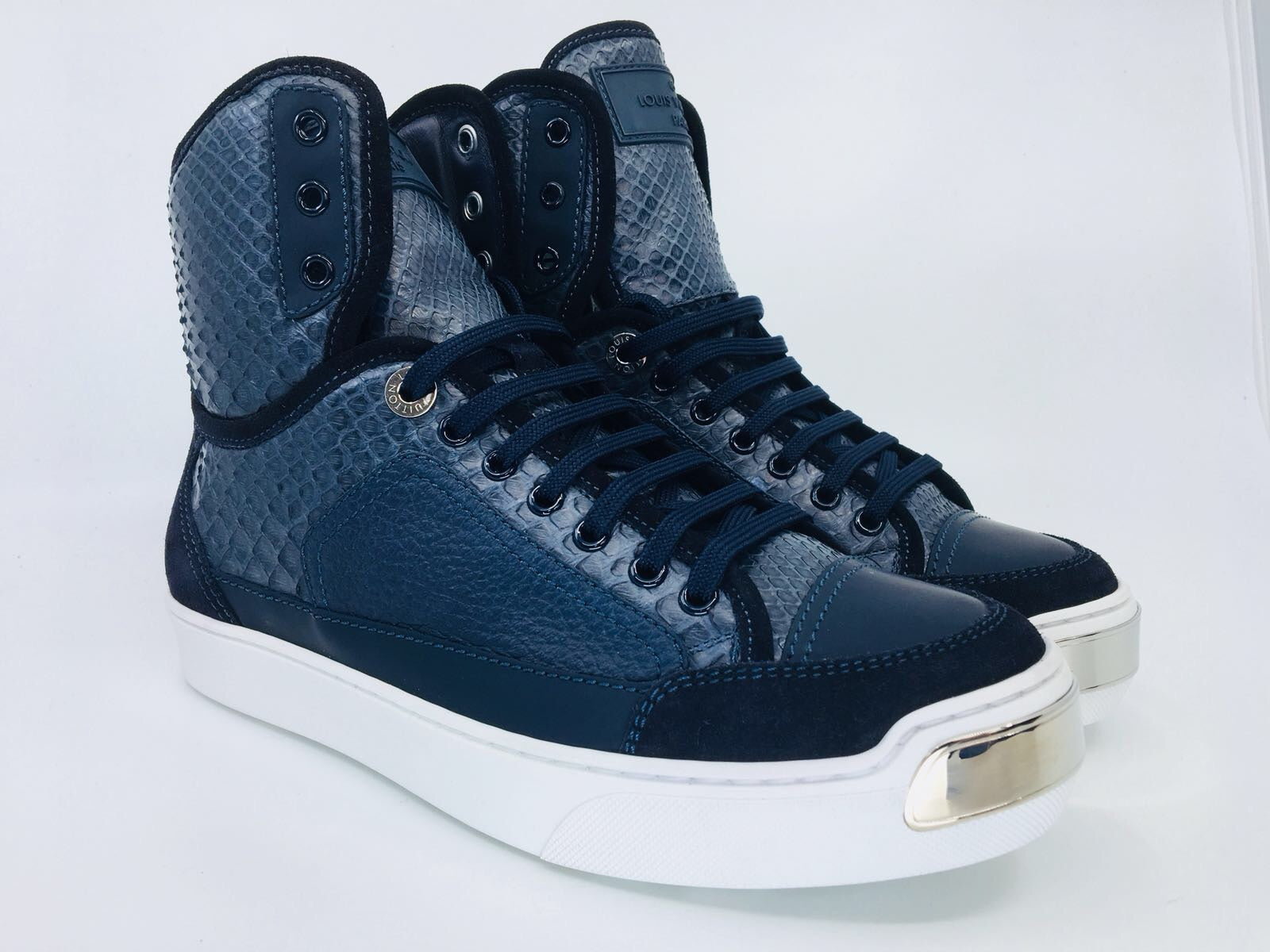 Louis Vuitton Men's Navy Python Leather On The Road Sneaker Boot ...
