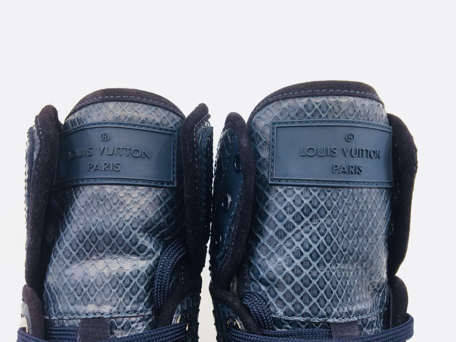 Louis Vuitton Men's Navy Python Leather On The Road Sneaker Boot ...