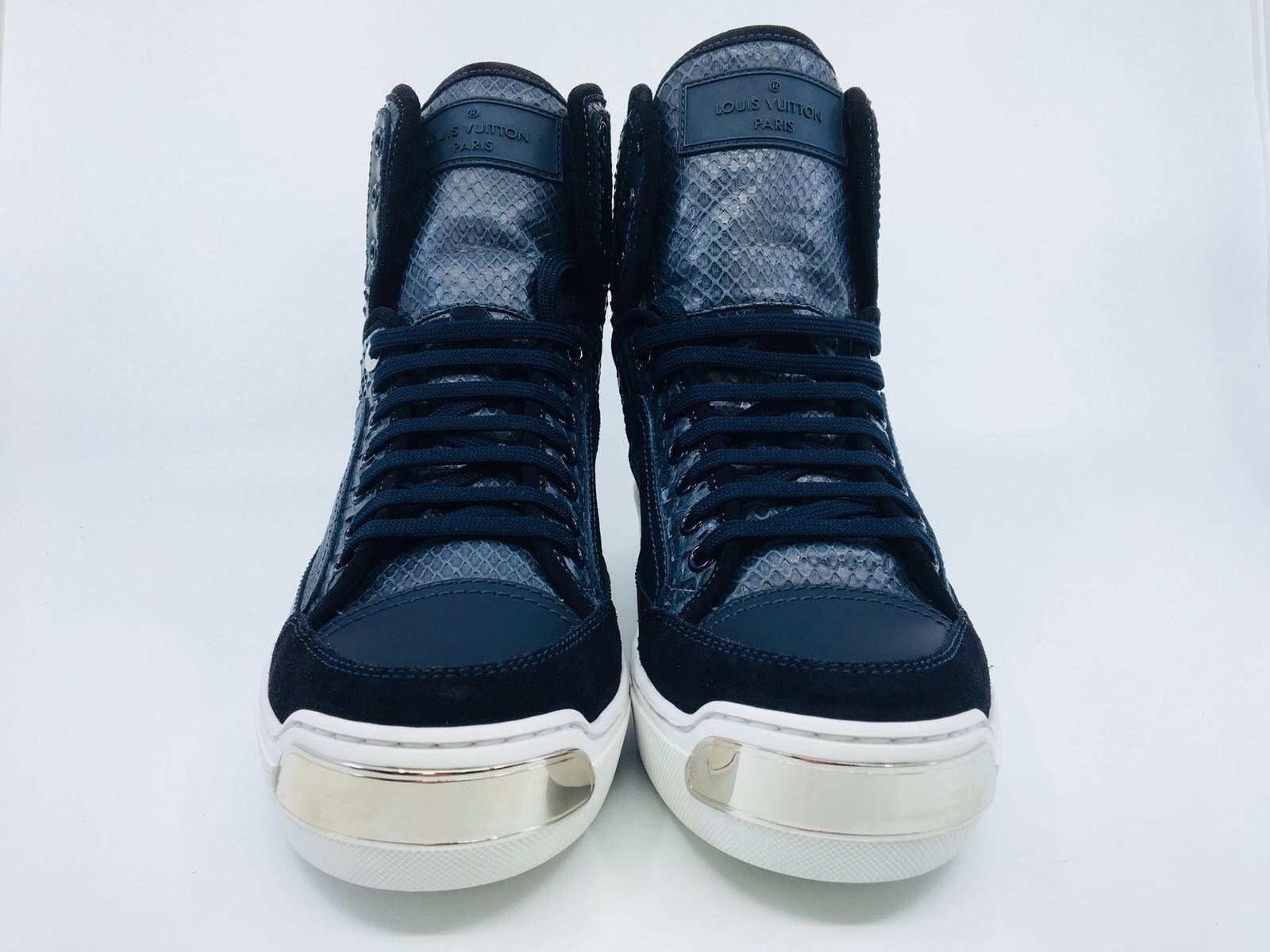 Louis Vuitton Men's Navy Python Leather On The Road Sneaker Boot ...