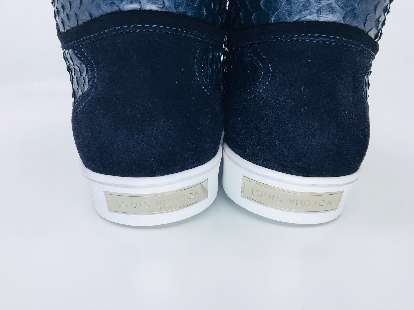 Louis Vuitton Men's Navy Python Leather On The Road Sneaker Boot ...